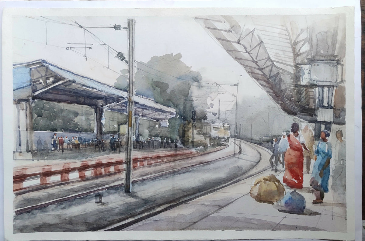 Railway station painting#station painting#indian platform painting ...